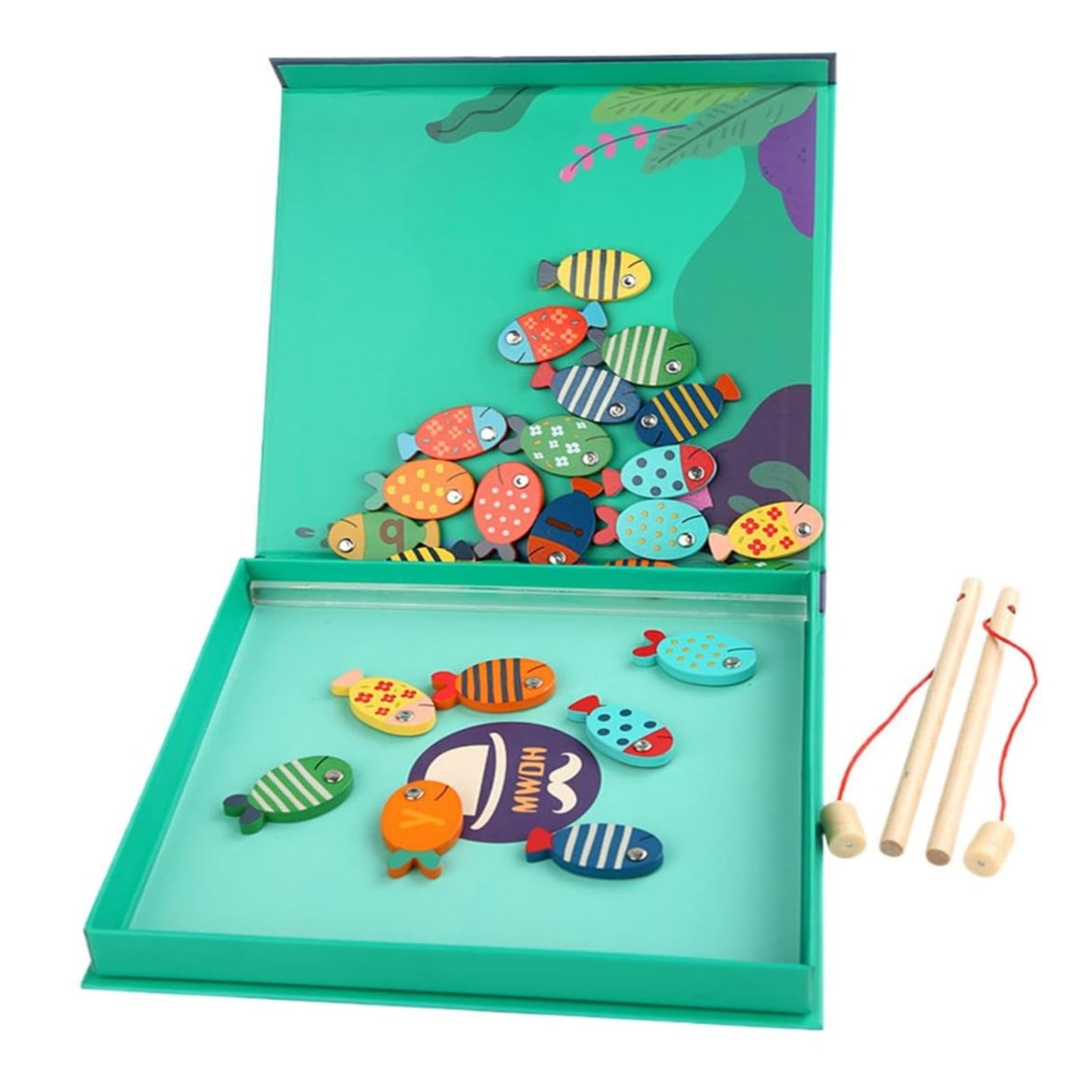 LYINGF Wooden Magnetic Fishing Game for Toddlers, Montessori Fine Motor ...