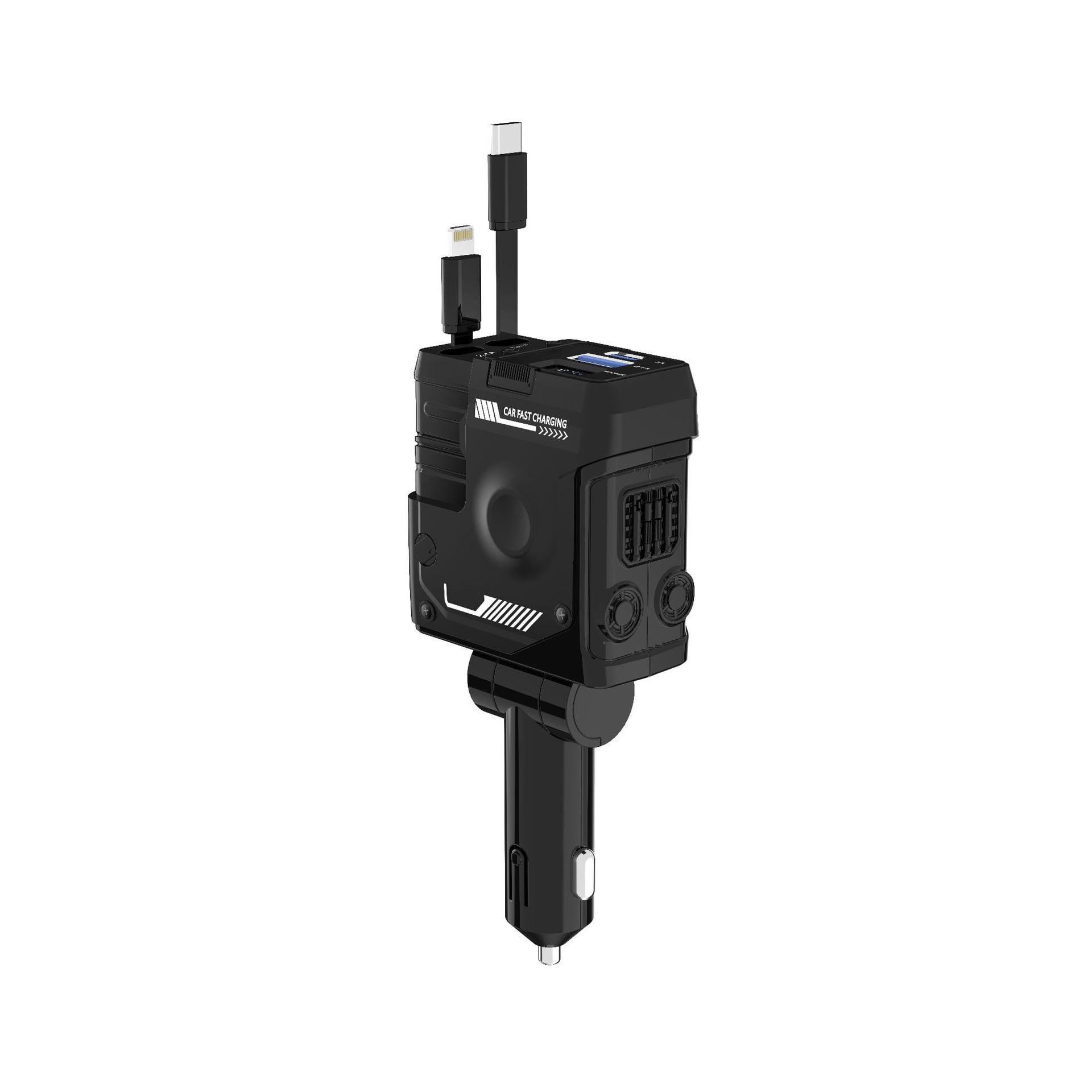 LYJ Wonder Super Fast 4-in-1 Two Retractable iPhone/Type-C Cables Car ...