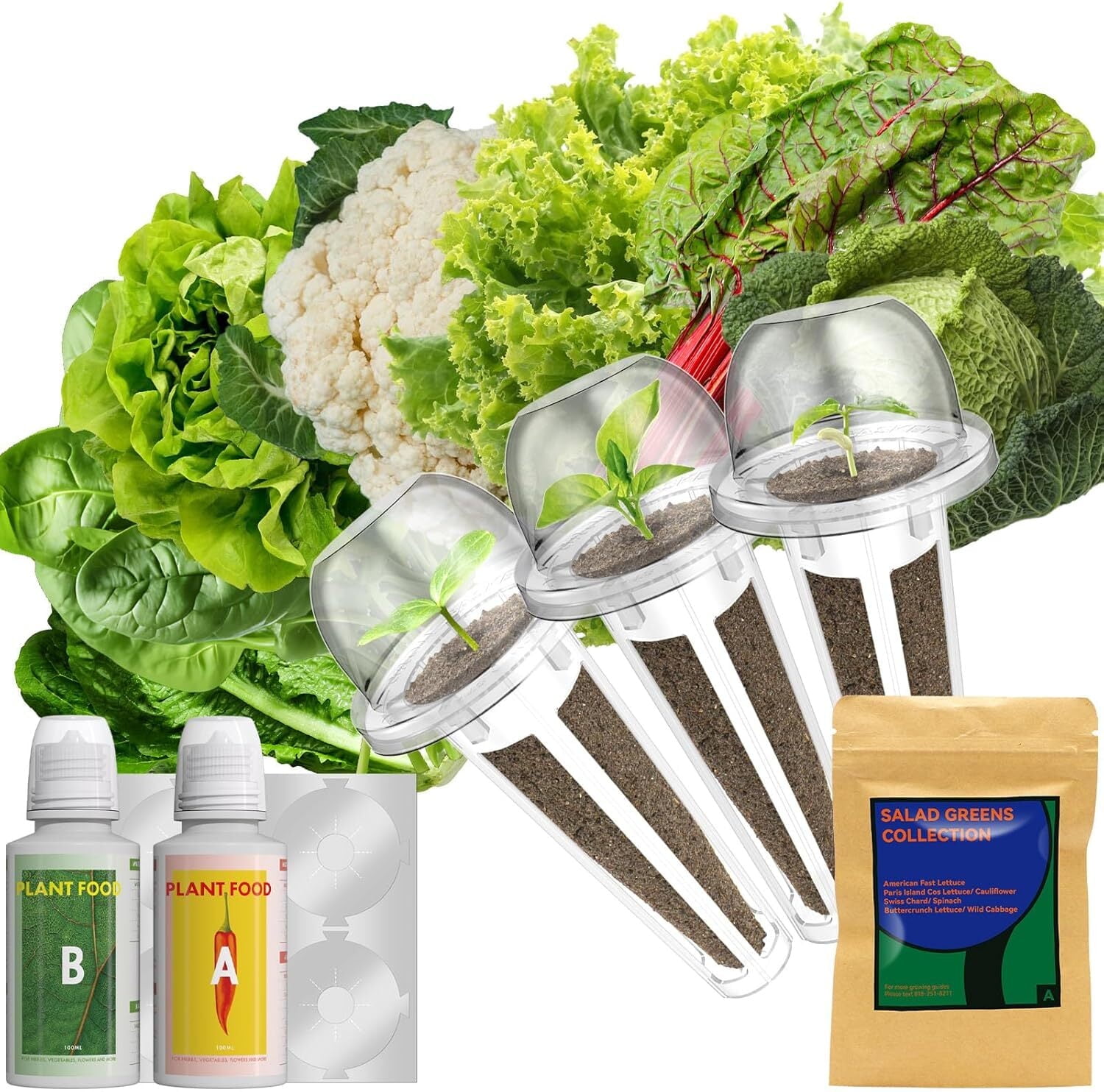 LYKO Salad Seeds Pod for AeroGarden, idoo Hydroponics, 3-pods(350 ...