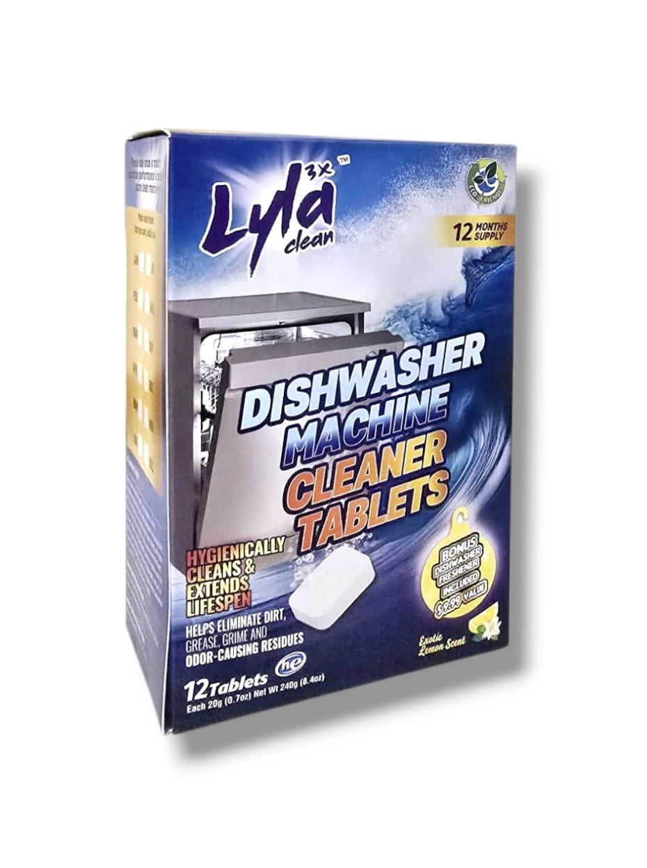 LYLA 3X Dishwasher Machine Cleaner Tablets, 12-pack, Remove Stains ...