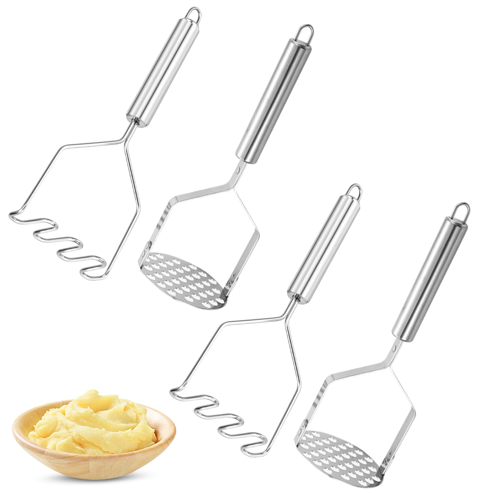 LYLHZRMDGC Potato Masher Set, Heavy Duty Stainless Steel Masher ...