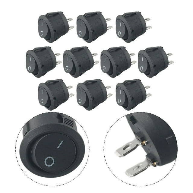 LYLONG 10Pcs 12V Round Rocker Switch On/Off 2 Pin Spst Camper Van ...