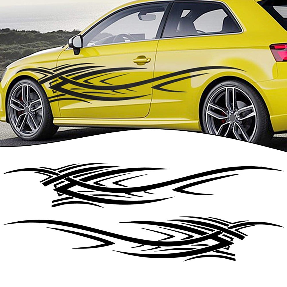 LYLONG 2x94.4In Flame Graphics Car Body Side Stickers Flame Racing ...