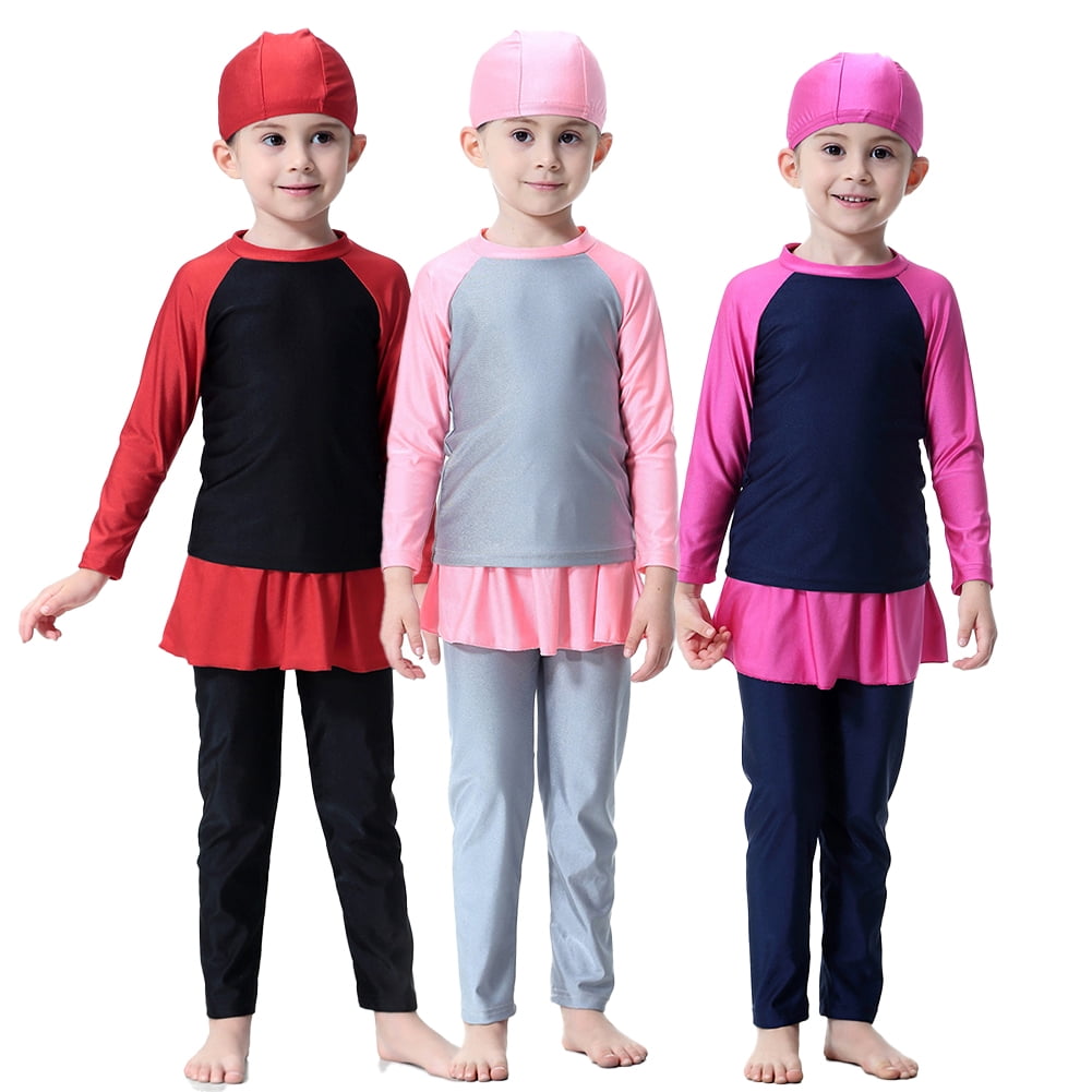 LYMAYTER 1-14Y Kids Girls Long Sleeve Rash Guard Swimsuits with Hat ...