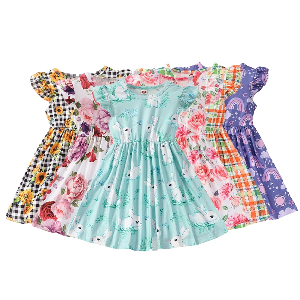 LYMAYTER 18M-6T Baby Toddler Floral Cotton Dress for Girls Summer ...