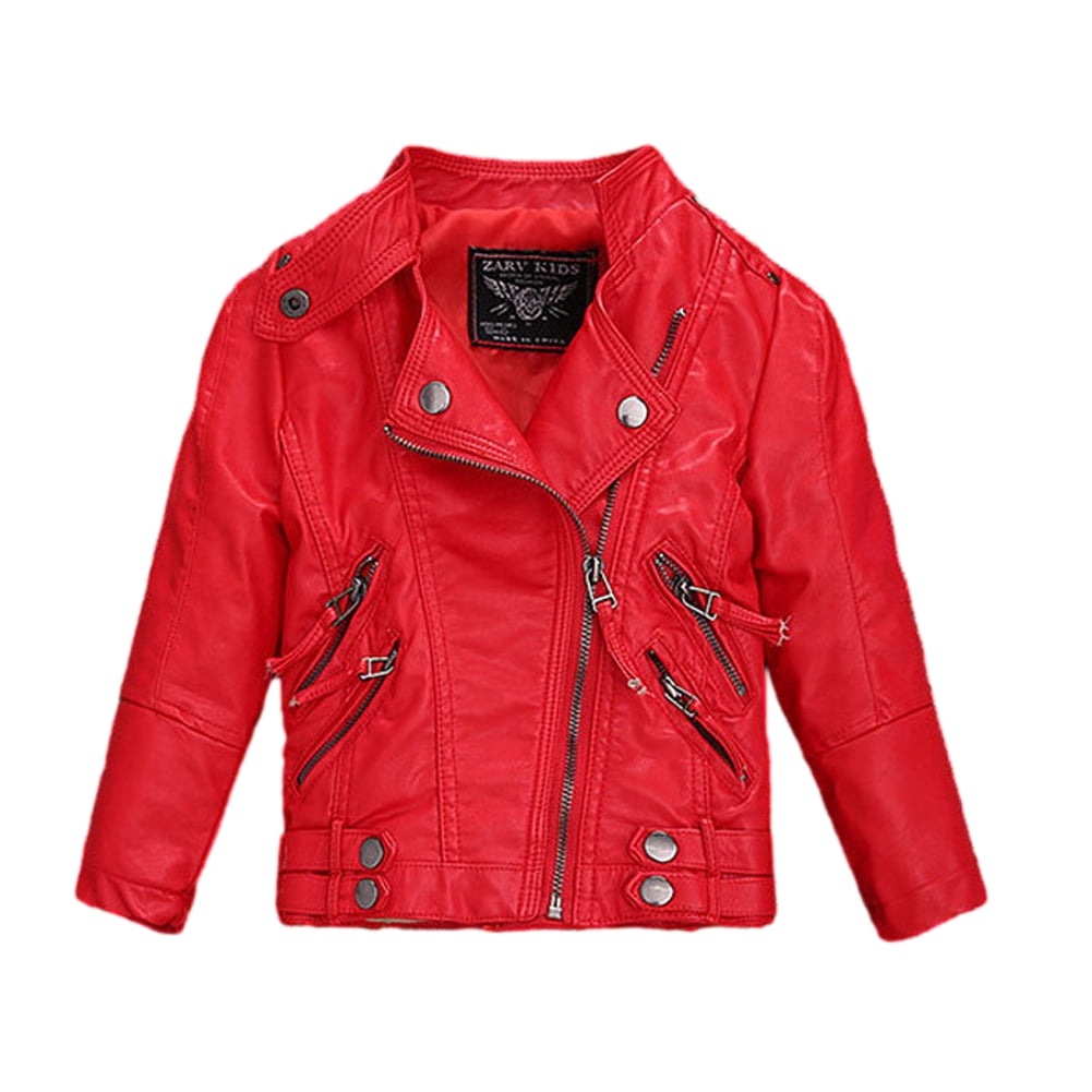 LYMAYTER 2-14T Baby Boys Leather Jacket Toddler Girls Motorcycle Faux ...
