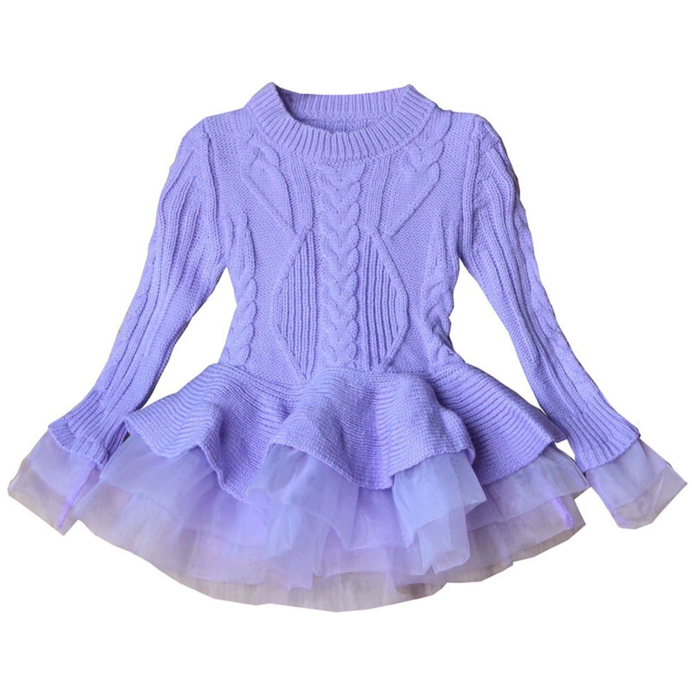 LYMAYTER 2-7Y Little Girls Long Sleeves Skirt Kids Toddler Casual ...