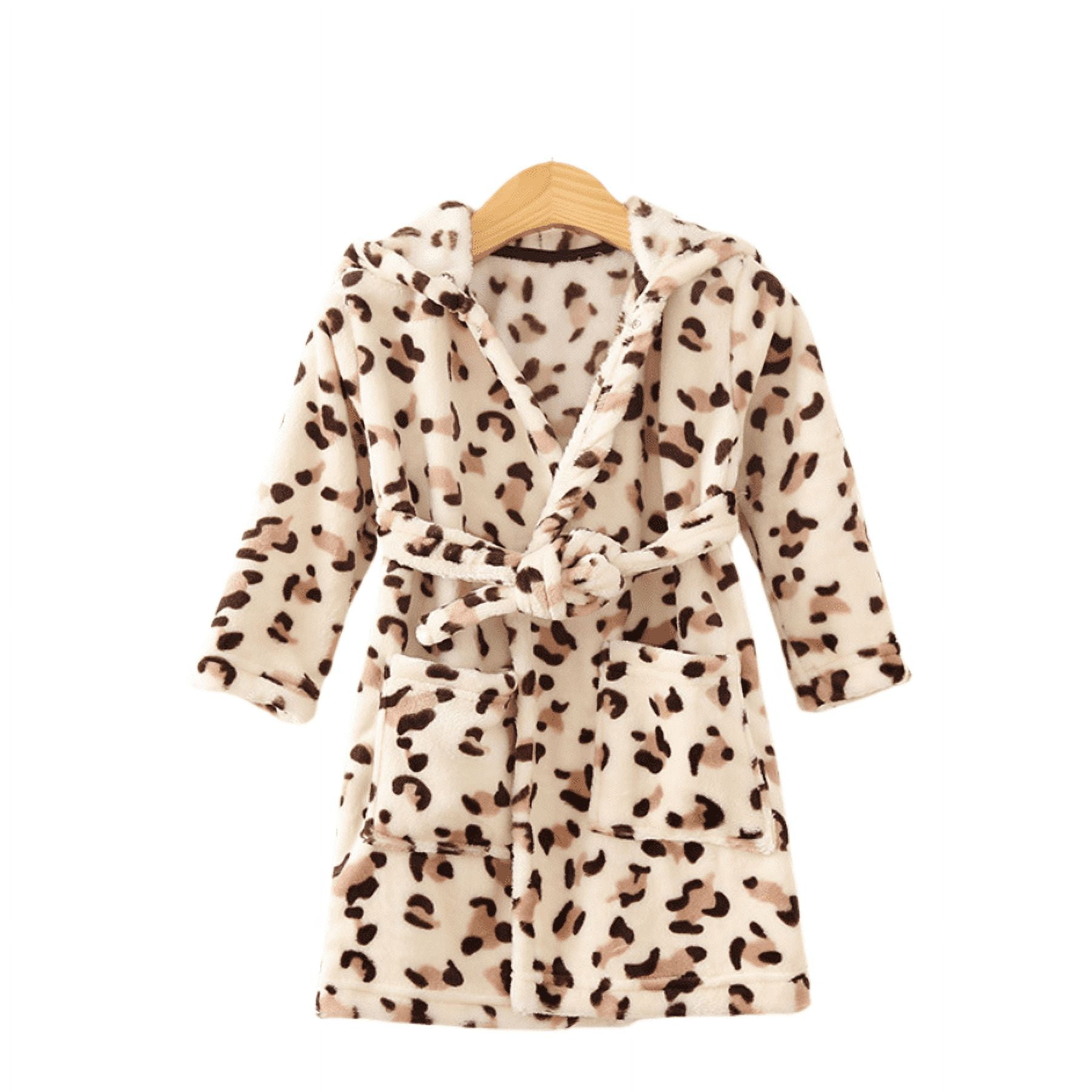 LYMAYTER 3-8T Girls Boys Hooded Bathrobe,Soft Fleece Bath Towel with ...