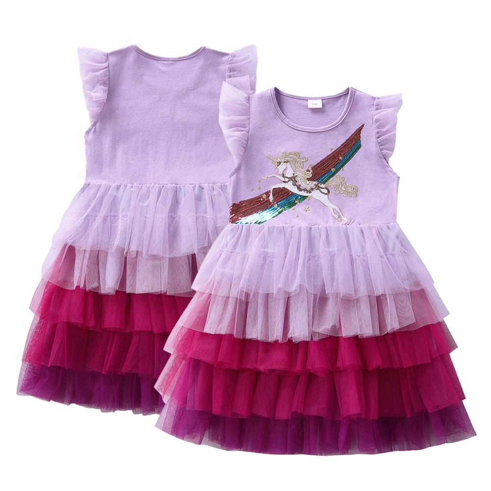 LYMAYTER 3-8T Kids Toddler Summer Sleeveless Dress for Girls Cartoon ...