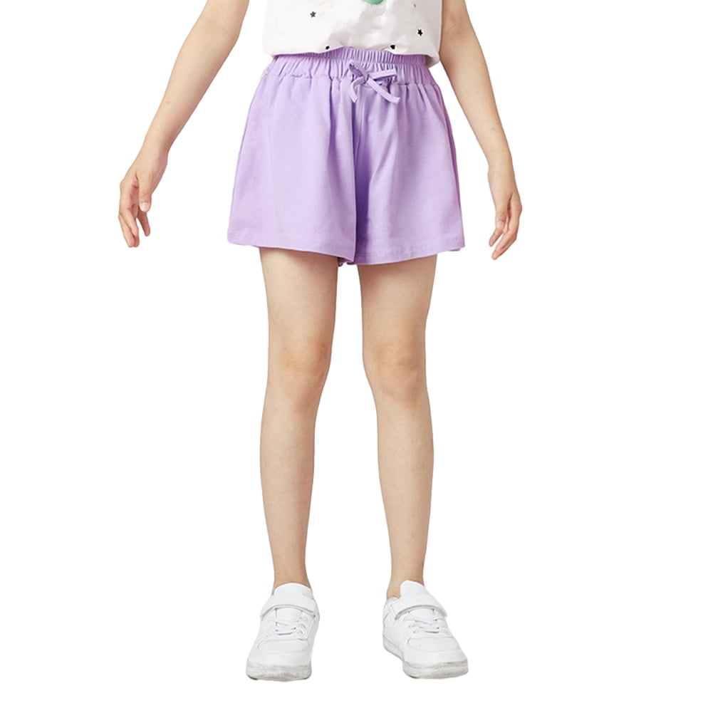LYMAYTER 5-12 Years Girls Soft Shorts Teenagers Cotton Striped Shorts ...