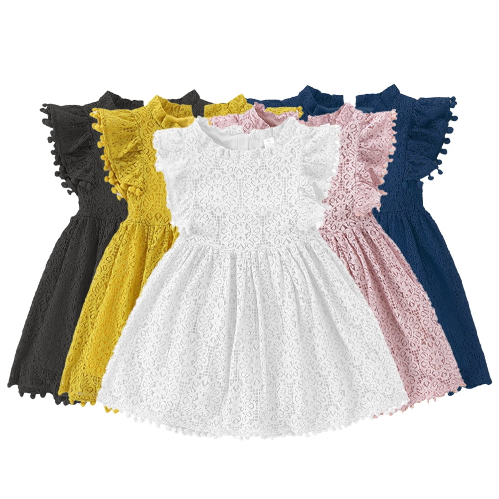 LYMAYTER Baby Infant Girls Lace Dresses Toddler Elegant Dress Flutter ...