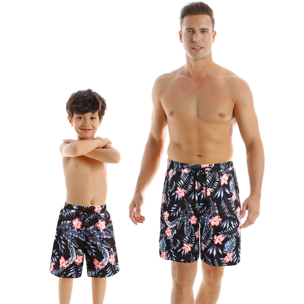 LYMAYTER Father Son Matching Swim Trunks Family Matching Swimwear Daddy ...