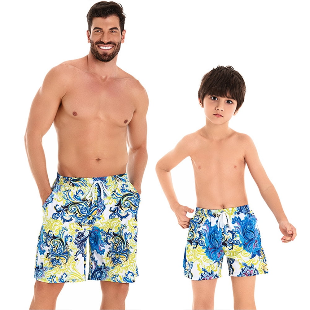 LYMAYTER Father Son Matching Swim Trunks Family Matching Swimwear ...
