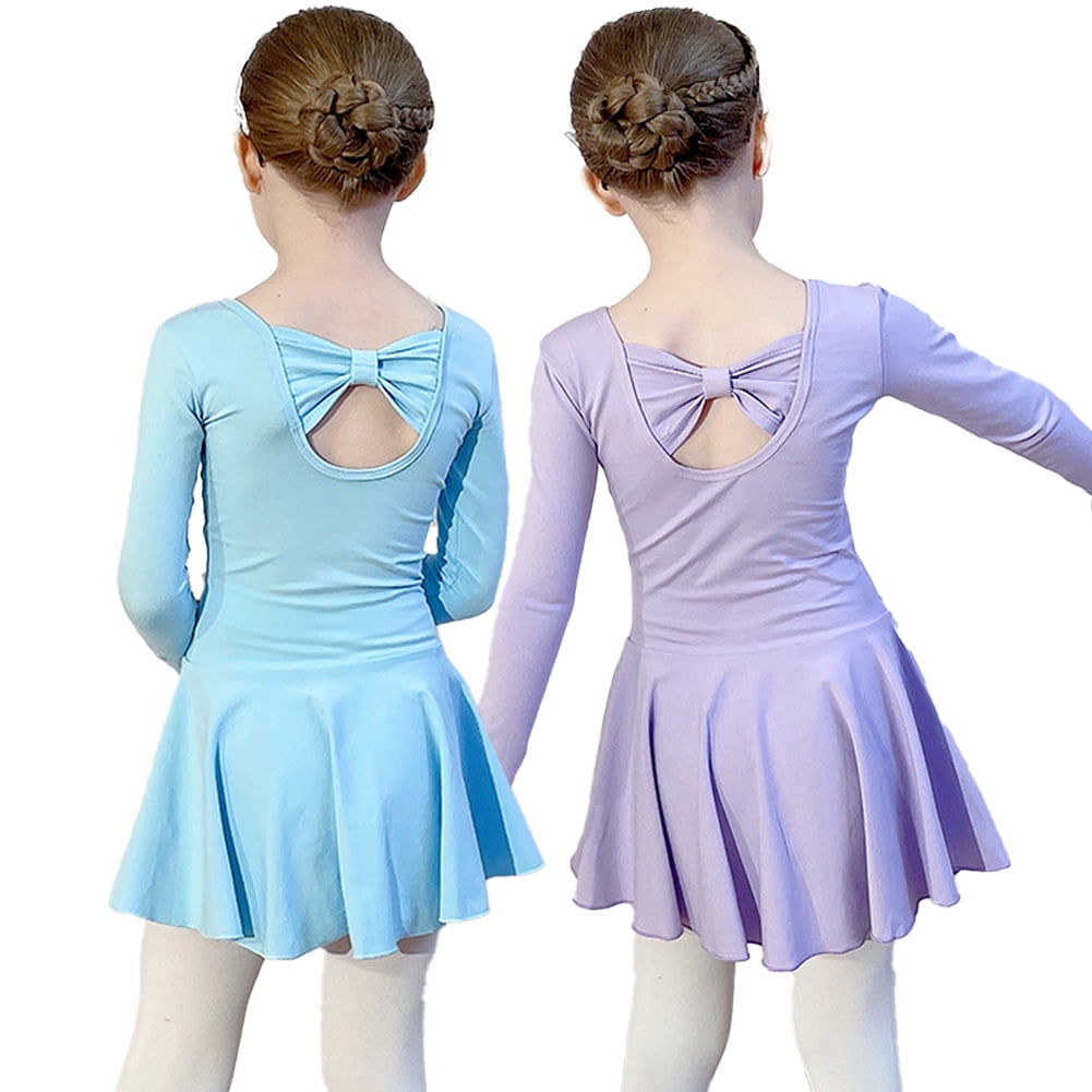 ‌LYMAYTER Girls Ballet Leotard Kids Long Sleeve with Attached Skirt ...