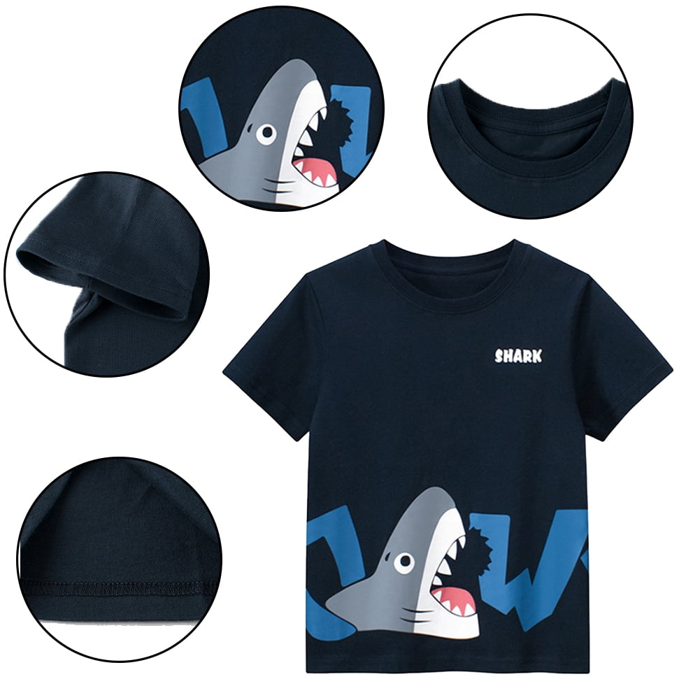 LYMAYTER Kids Boys Short Sleeve T-Shirt for 6-15 Years Old Crew Neck ...