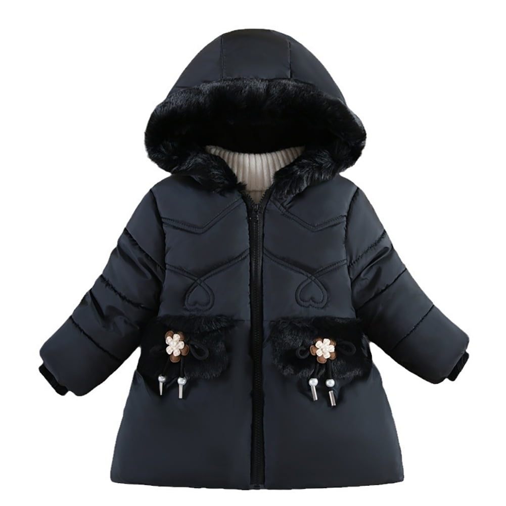 LYMAYTER Kids Girls Hood Jacket Toddler Medium-Length Snowsuit ...