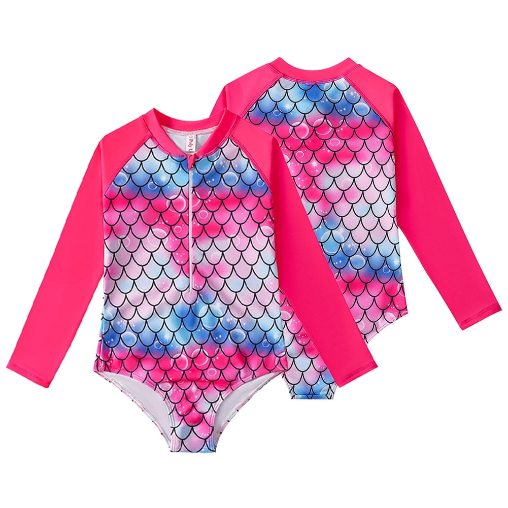LYMAYTER Kids Girls Rash Guard Swimsuits Onesies Uv 50+ Surfing Bathing ...
