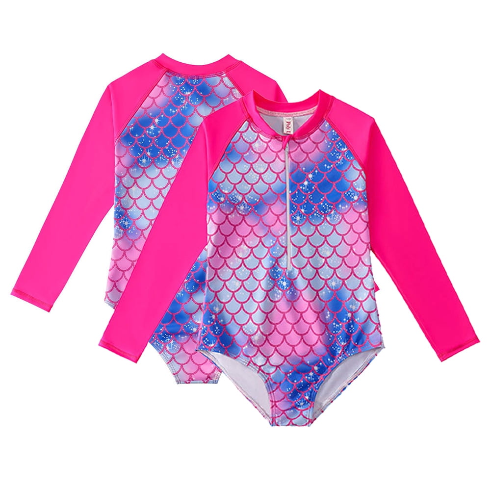 LYMAYTER Kids Girls Rash Guard Swimsuits Onesies Uv 50+ Surfing Bathing ...