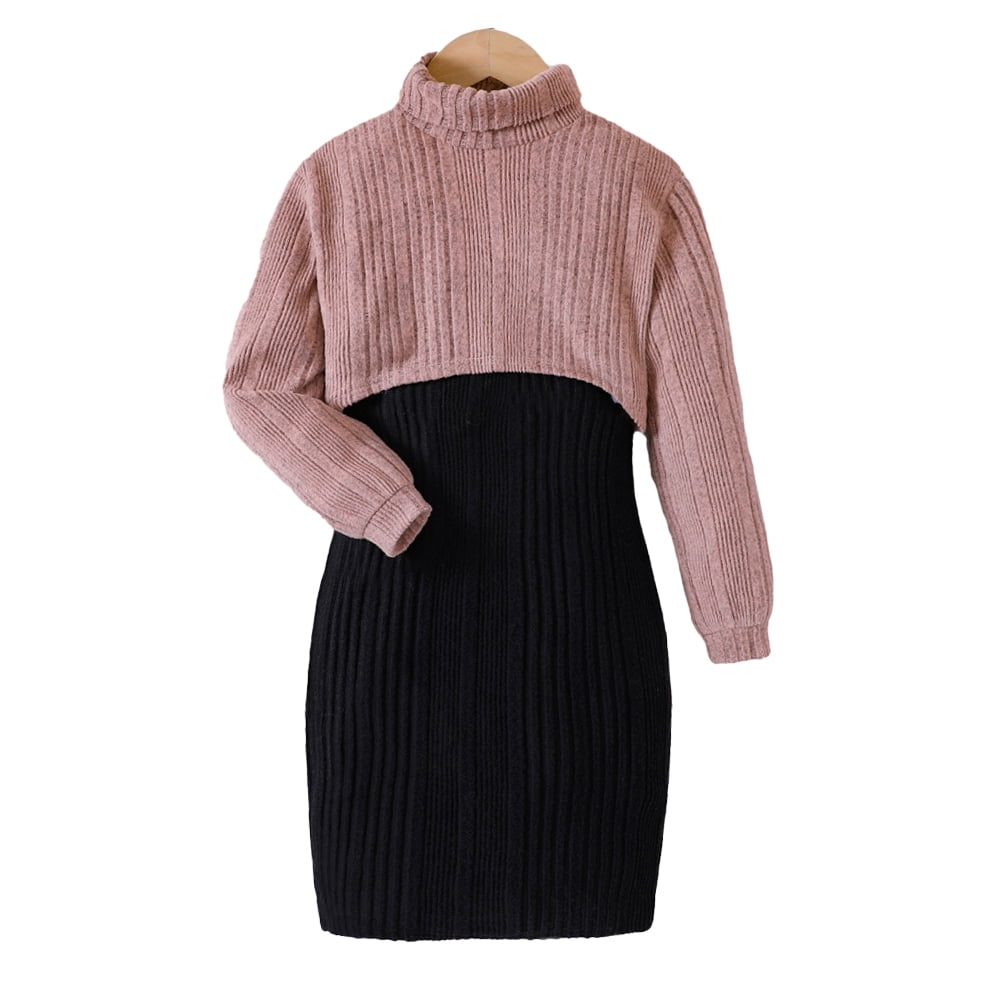 LYMAYTER Kids Girls Sweaters Dress Outfit 2PCS Toddler Knit Long Sleeve ...