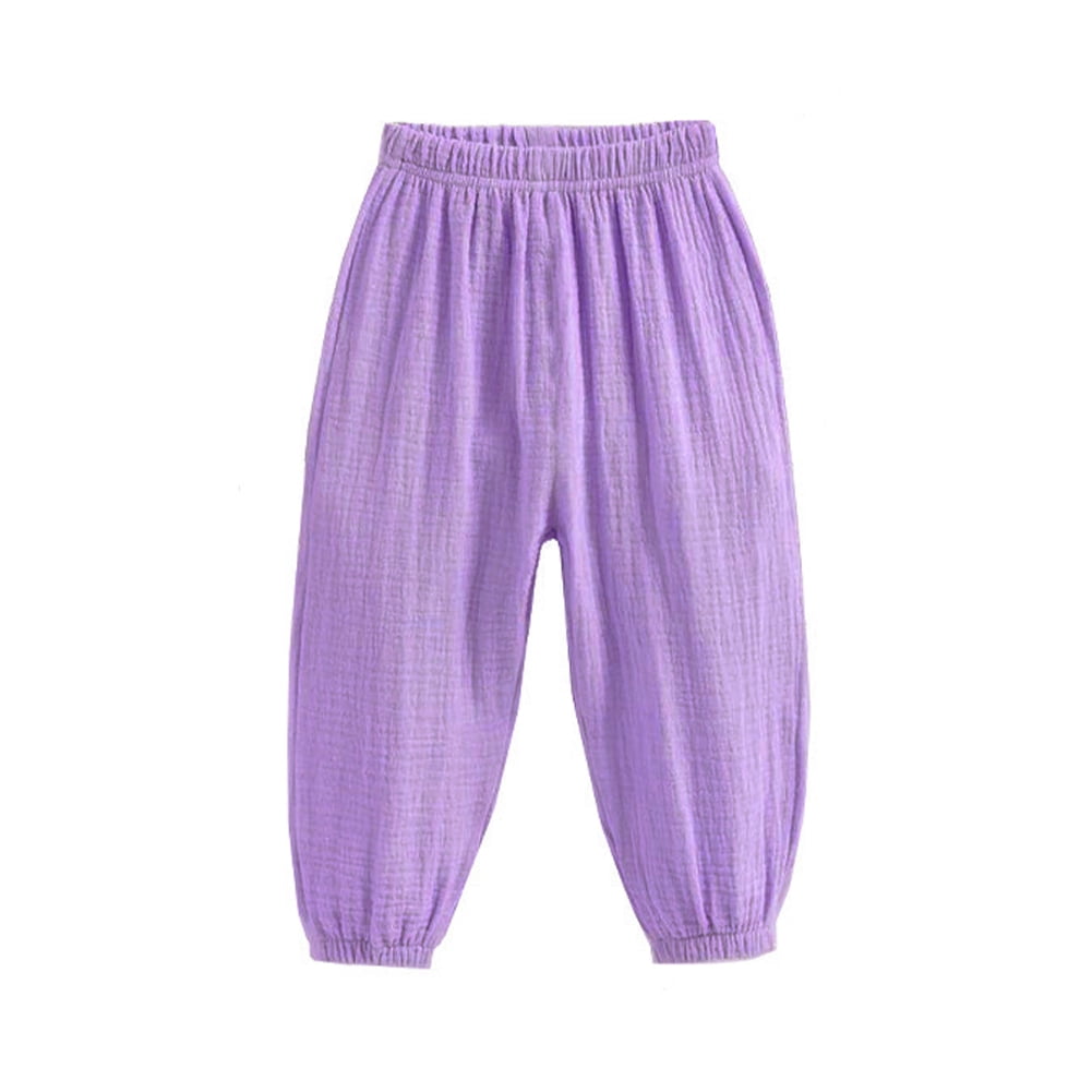 LYMAYTER Little Boys Girls Long Trousers for Kids Solid Color Elastic ...
