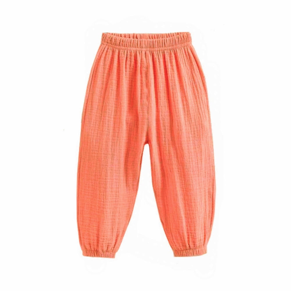 LYMAYTER Little Boys Girls Long Trousers for Kids Solid Color Elastic ...