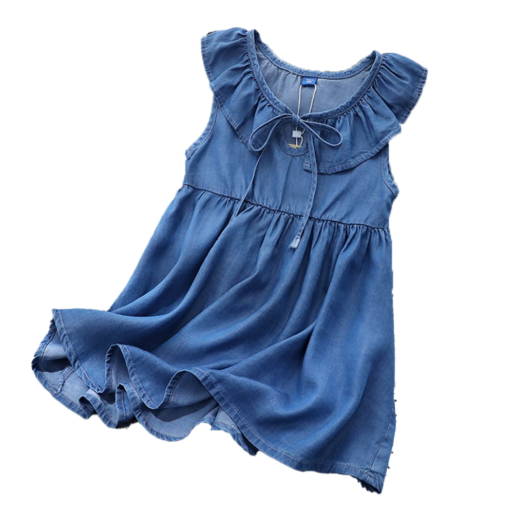LYMAYTER Little Girls Denim Dresses for Kids Baby Sleeveless Princess ...