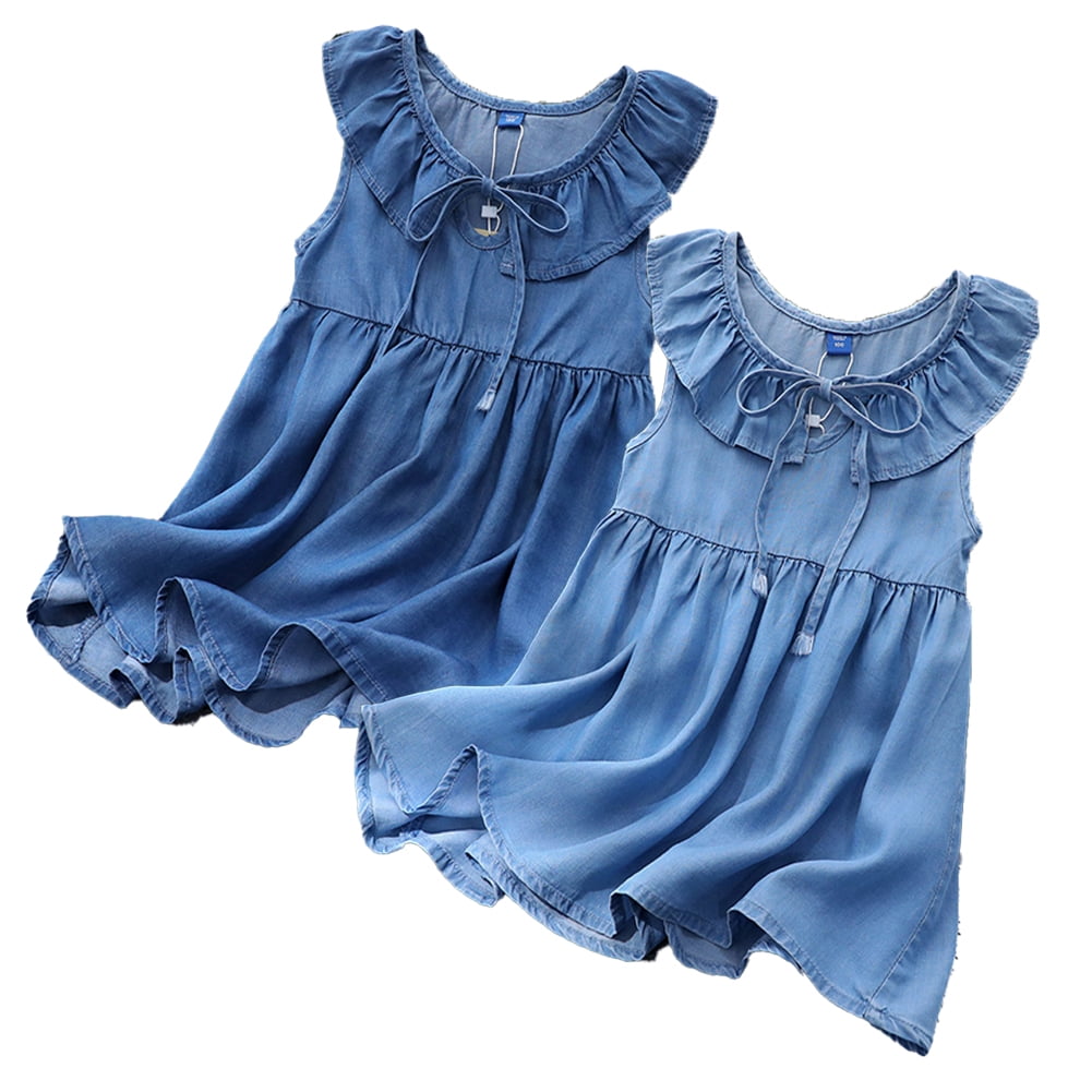 LYMAYTER Little Girls Denim Dresses for Kids Baby Sleeveless Princess ...