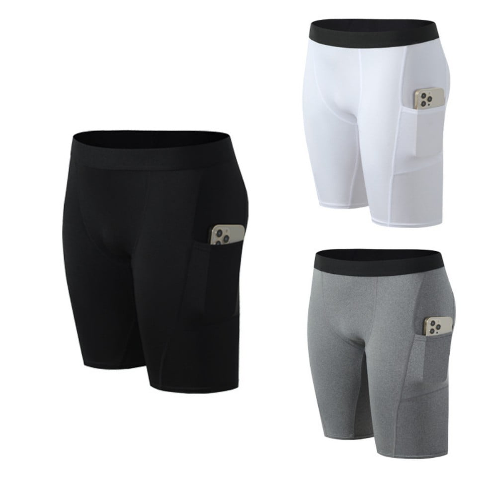 LYMAYTER Men Shorts for Compression Tights with Pockets for S-3XL ...
