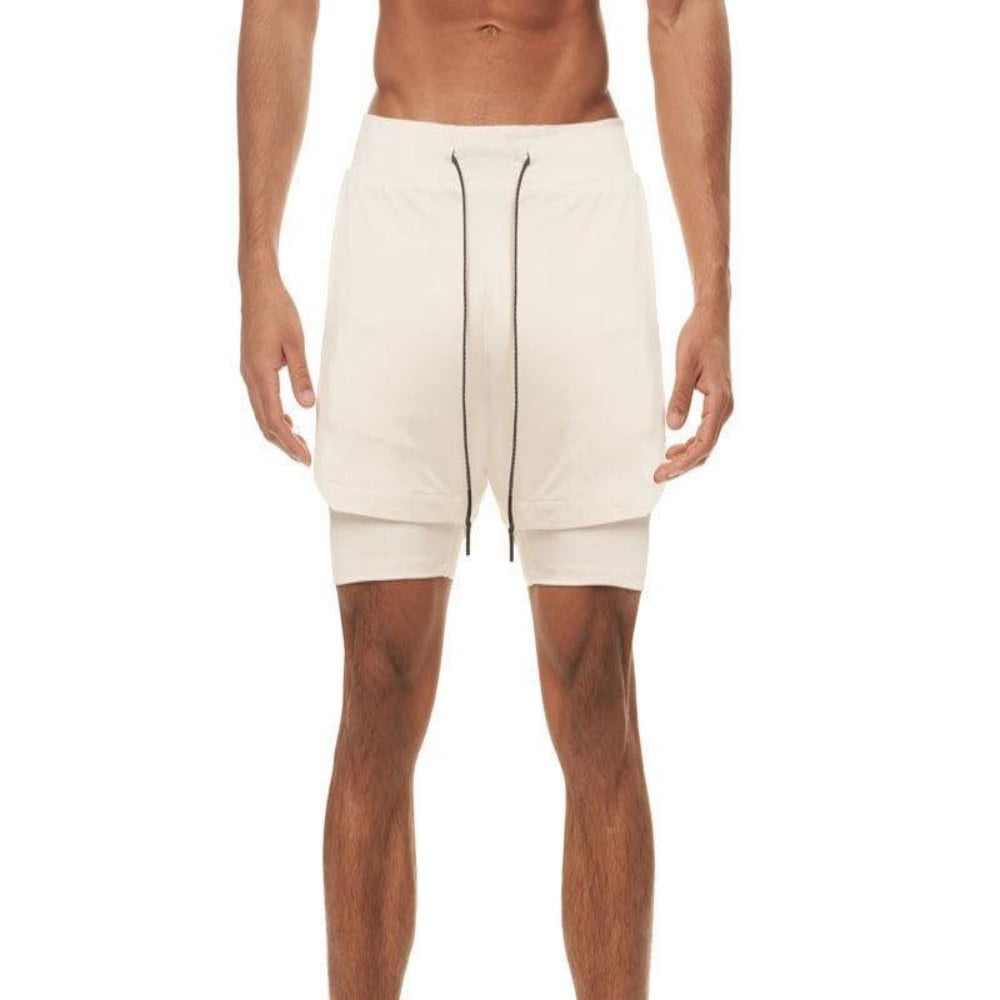 LYMAYTER Men's Layered Shorts Casual Quick Dry 2-in-1 Running with ...