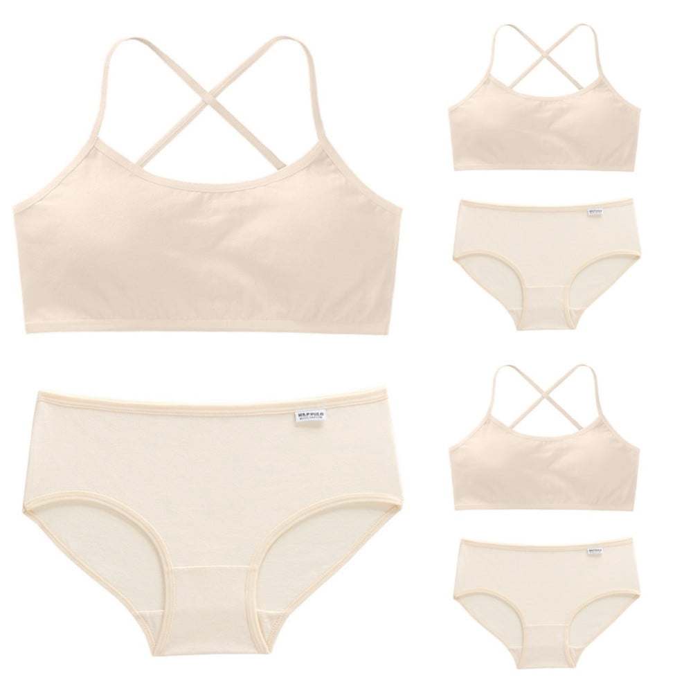 LYMAYTER Teen Girls Seamless Wirefree Cami Bra Set Girls Light Support ...
