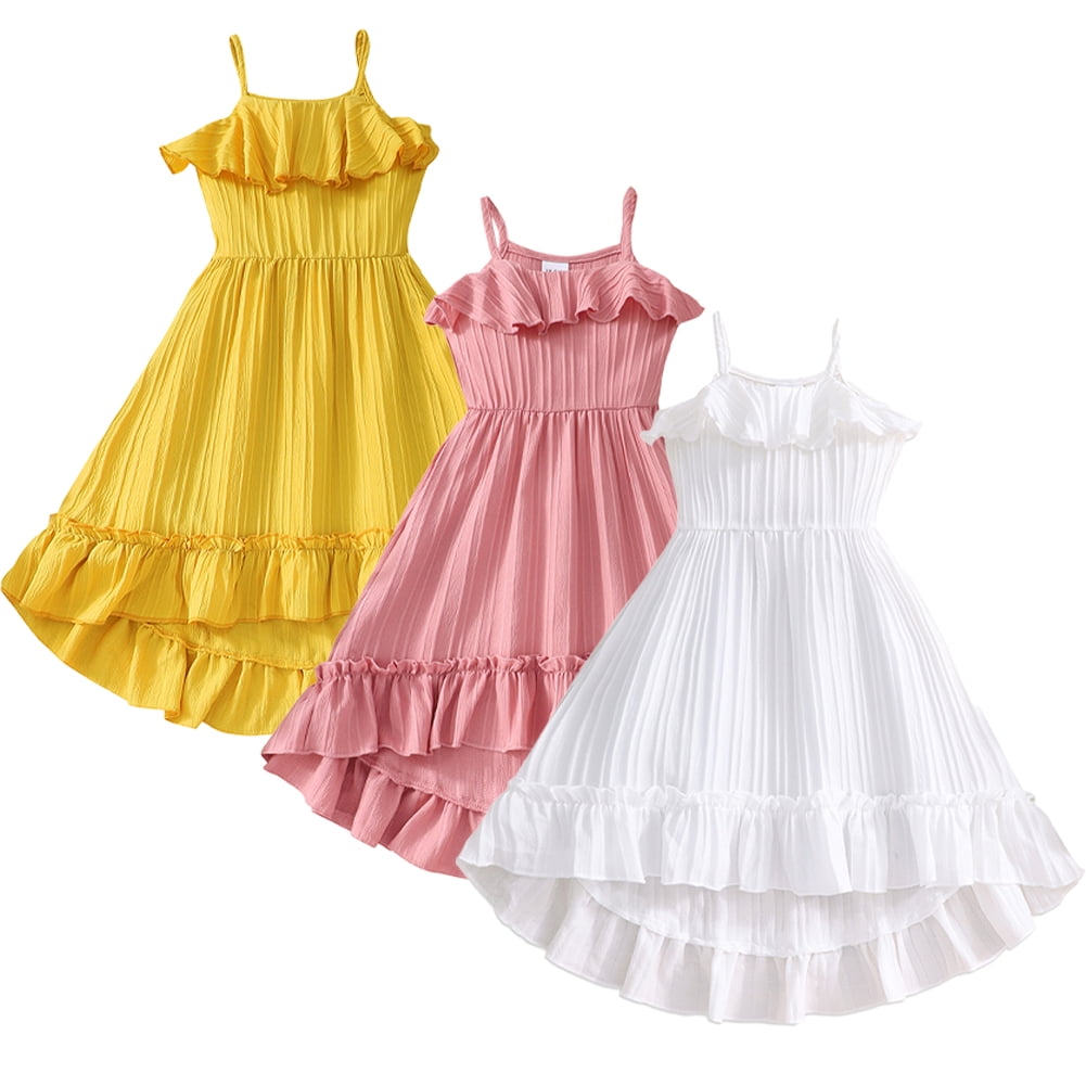 LYMAYTER Toddler Baby Girl Spring Summer Dress 1-7Y Kids Casual Halter ...