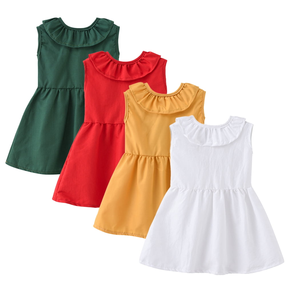 LYMAYTER Toddler Baby Girls Dress Kids Cotton Sleeveless Princess ...