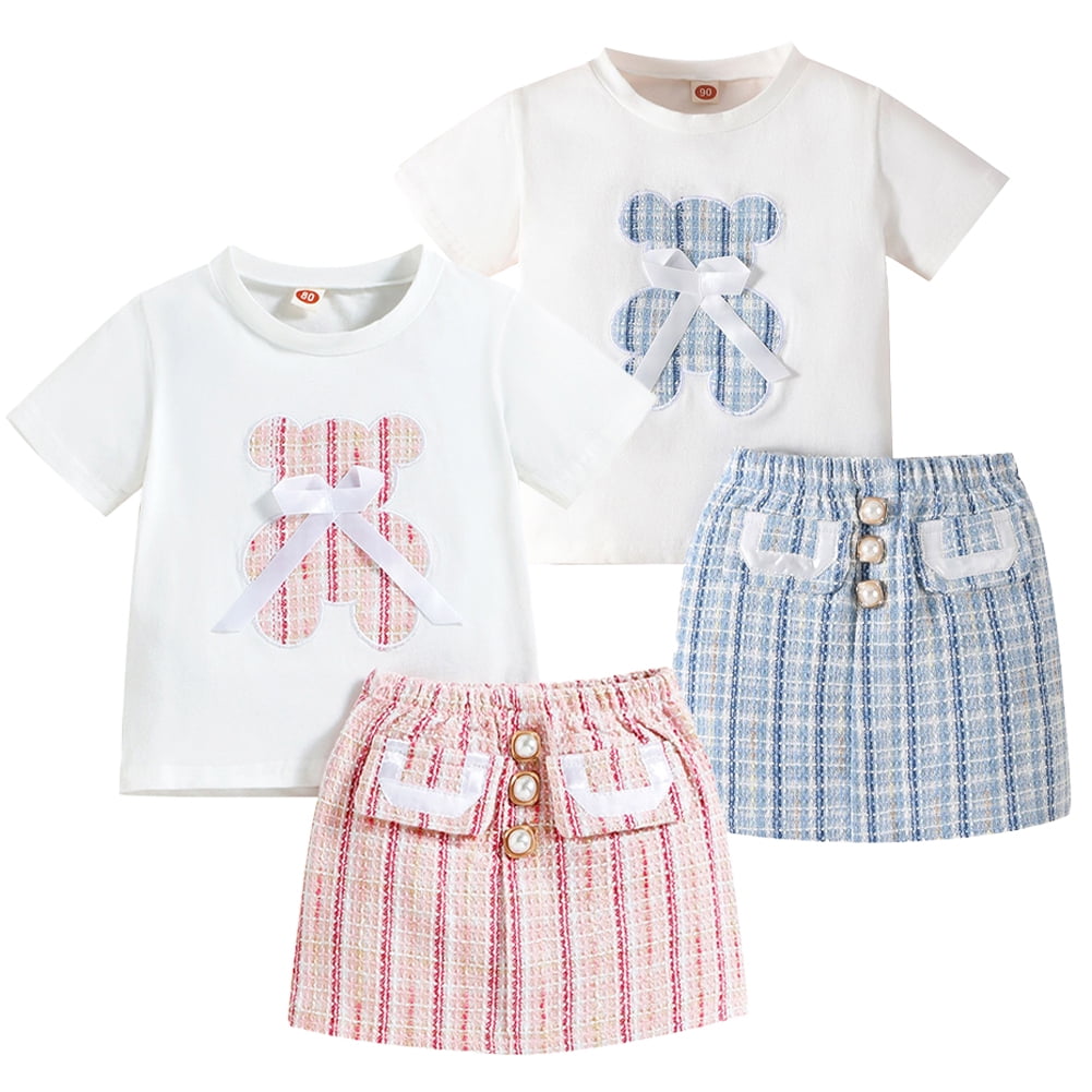 LYMAYTER Toddler Girls 2 Piece Summer Skirts Outfits Short Sleeve T ...
