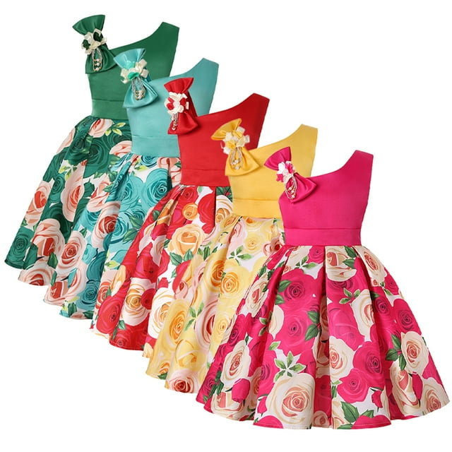 LYMAYTER Toddler Girls off Shoulder Flower Dress Kids Pageant Party ...