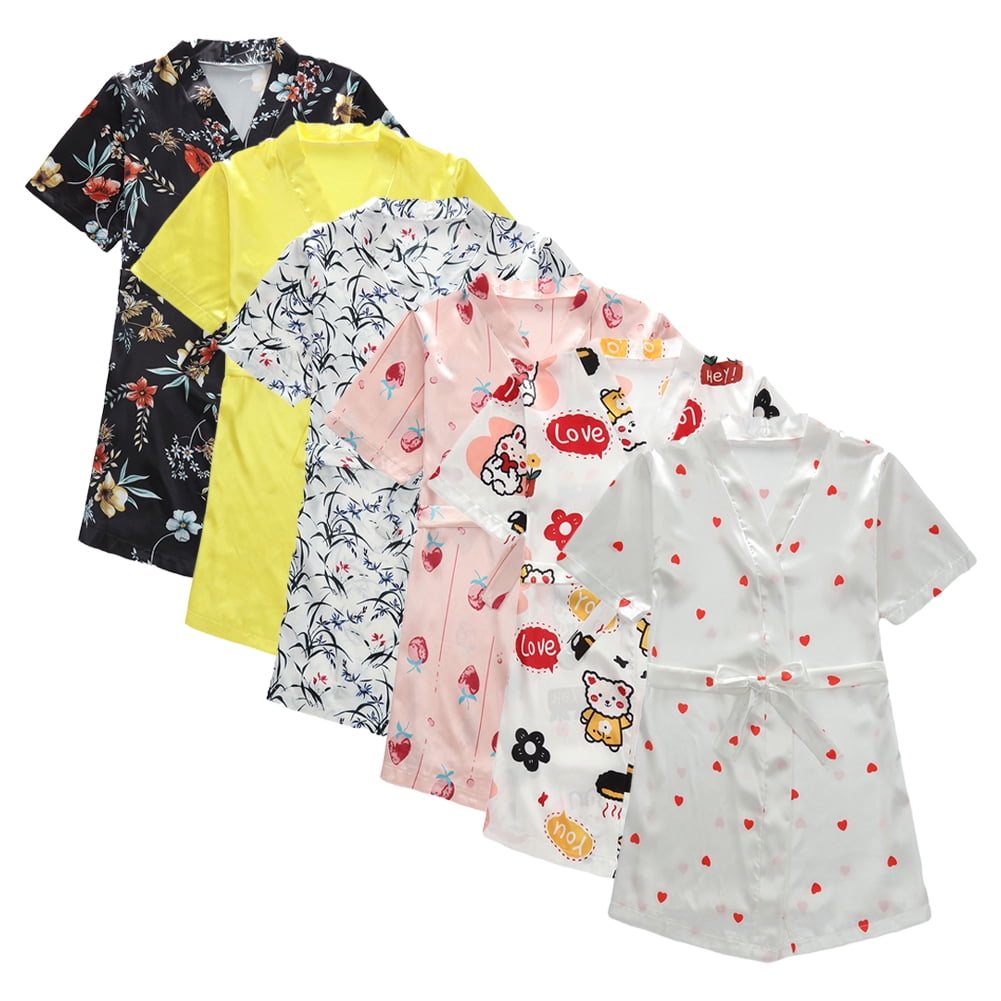 LYMAYTER Toddler Kids Girls Floral Satin Robe for Birthday Spa Party ...