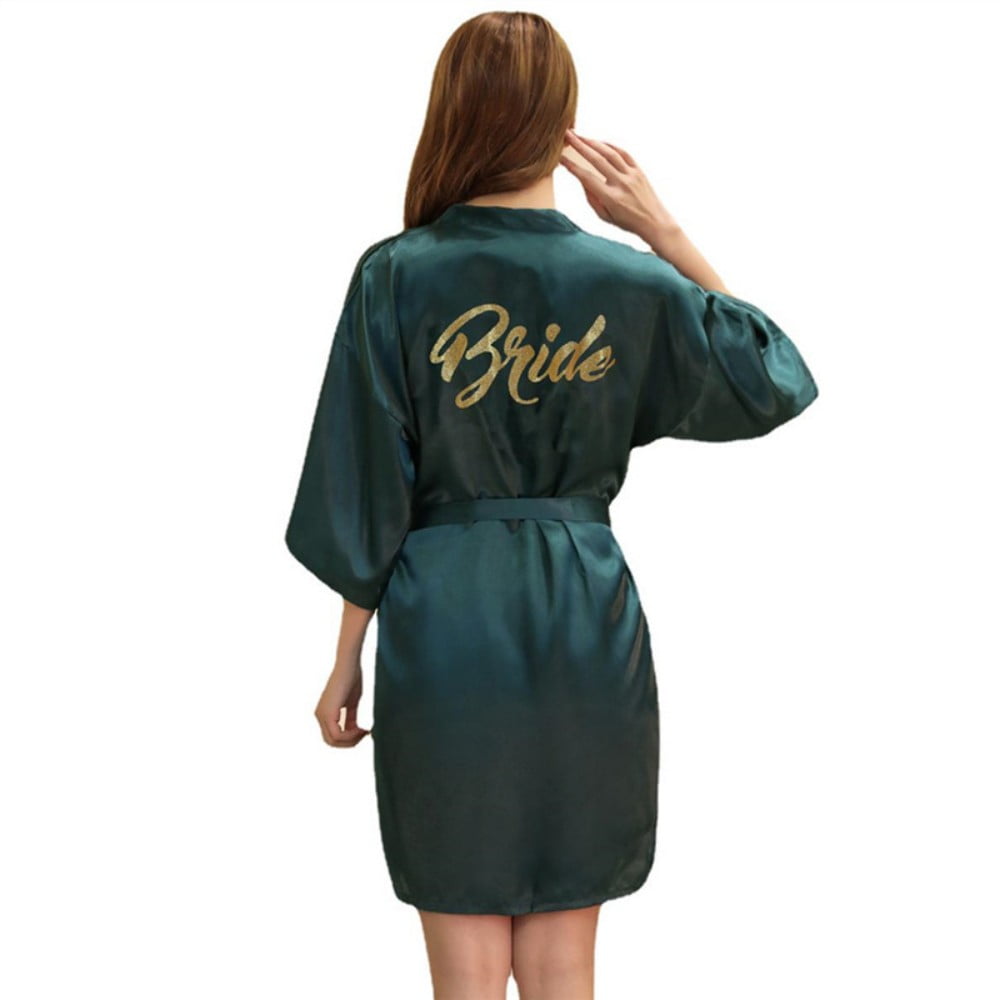 LYMAYTER Women Bride Bridesmaid Robes Color Silky Satin Robe Kimono ...