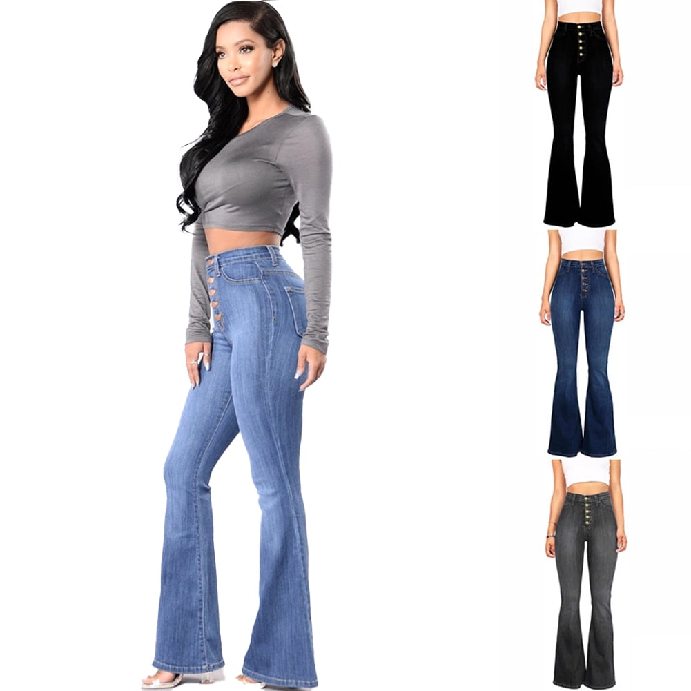 LYMAYTER Women Denim Pants Fashion Wide Leg Jeans Casual Loose Long ...