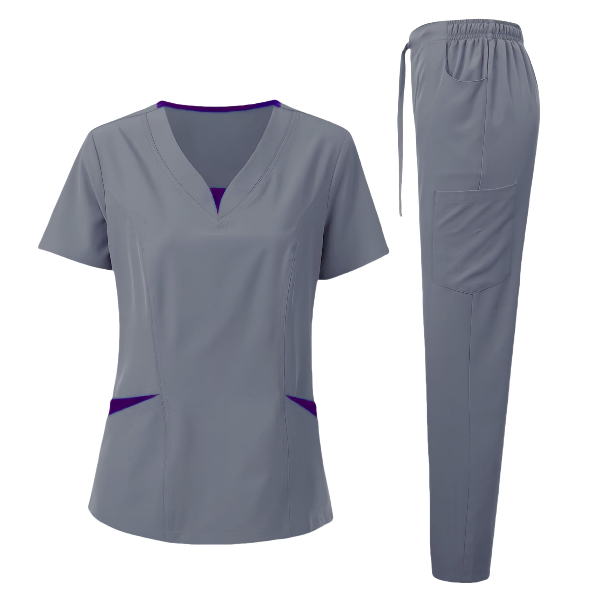 LYMAYTER Women's Lace-up Medical Uniform Nurse Uniform for S-2XL Short ...