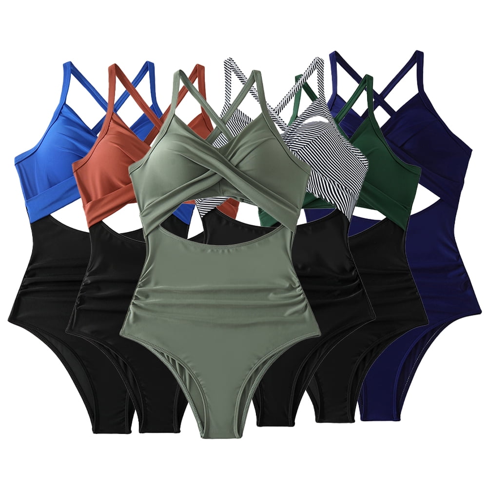 LYMAYTER Women's One Piece Swimsuit Backless High Waist Beach Bathing ...