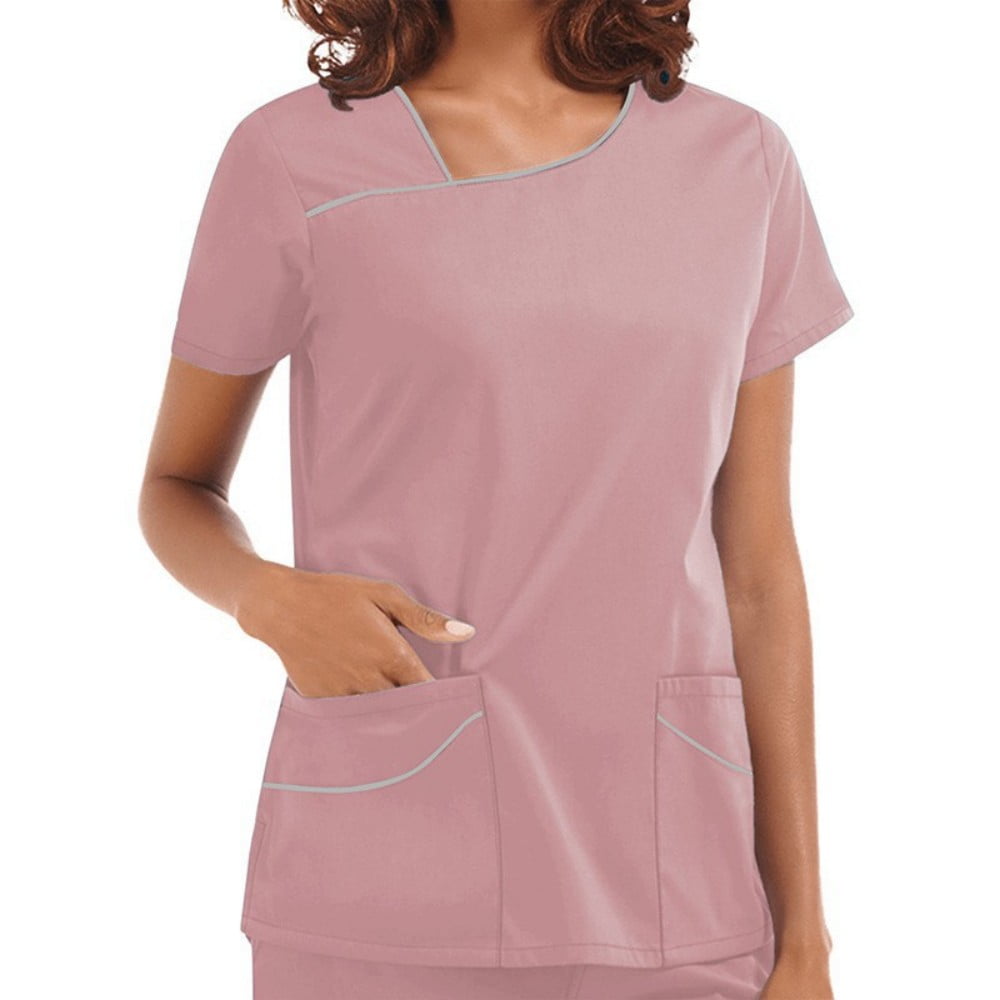 LYMAYTER Women's Short Sleeve Nurse Uniform Medical Uniform for S-3XL ...