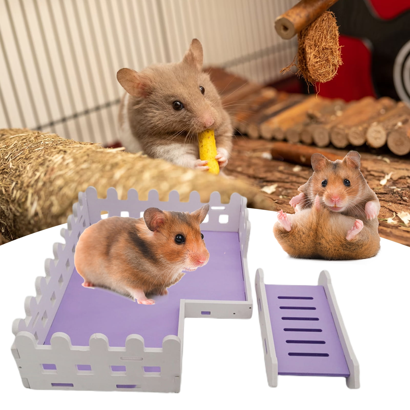 LYMZ Hamster Platform with Fence Pet Landscaping Cage Accessories DIY ...