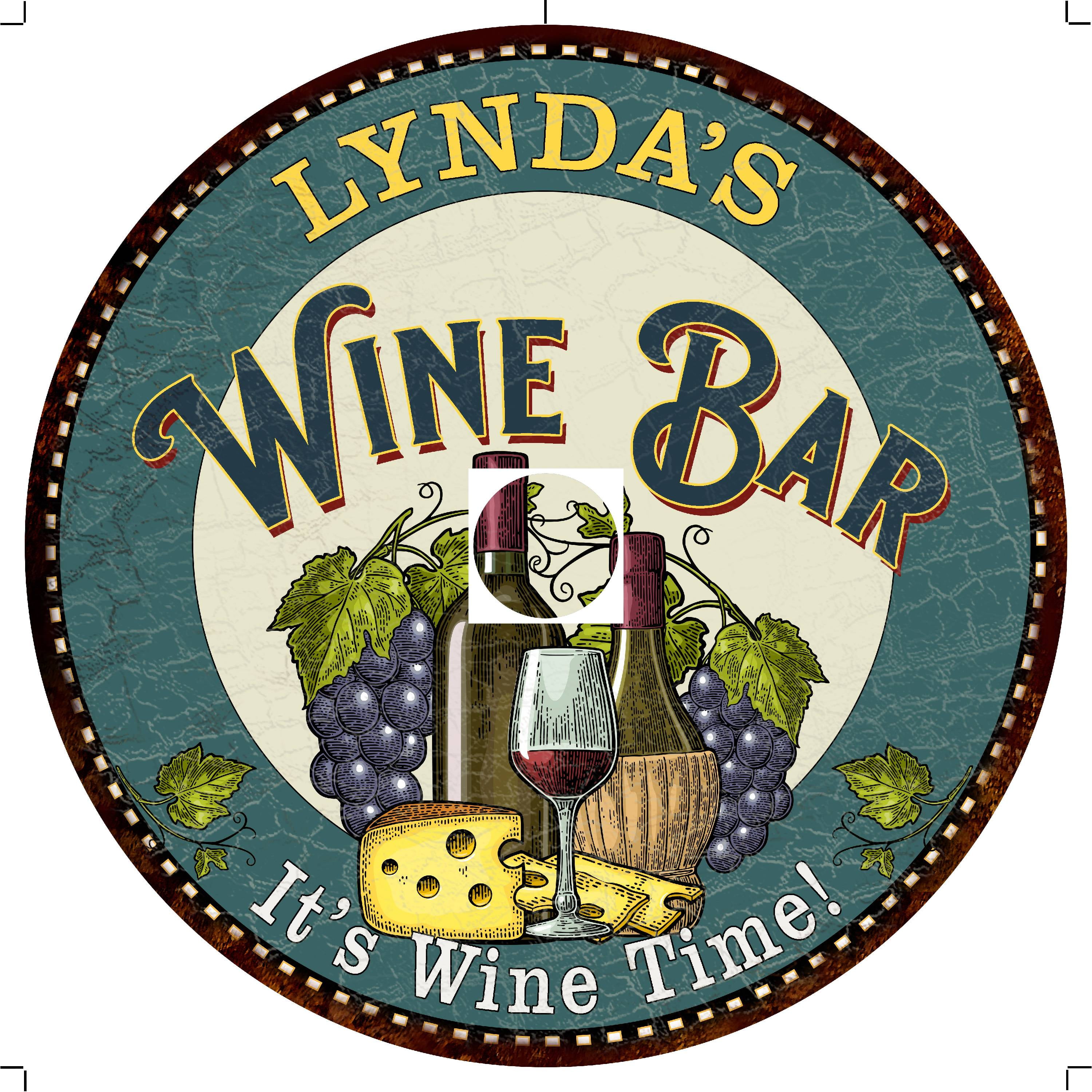 LYNDA'S Wine Bar 14" Round Metal Sign Wall Gift 100140043174 - Walmart ...