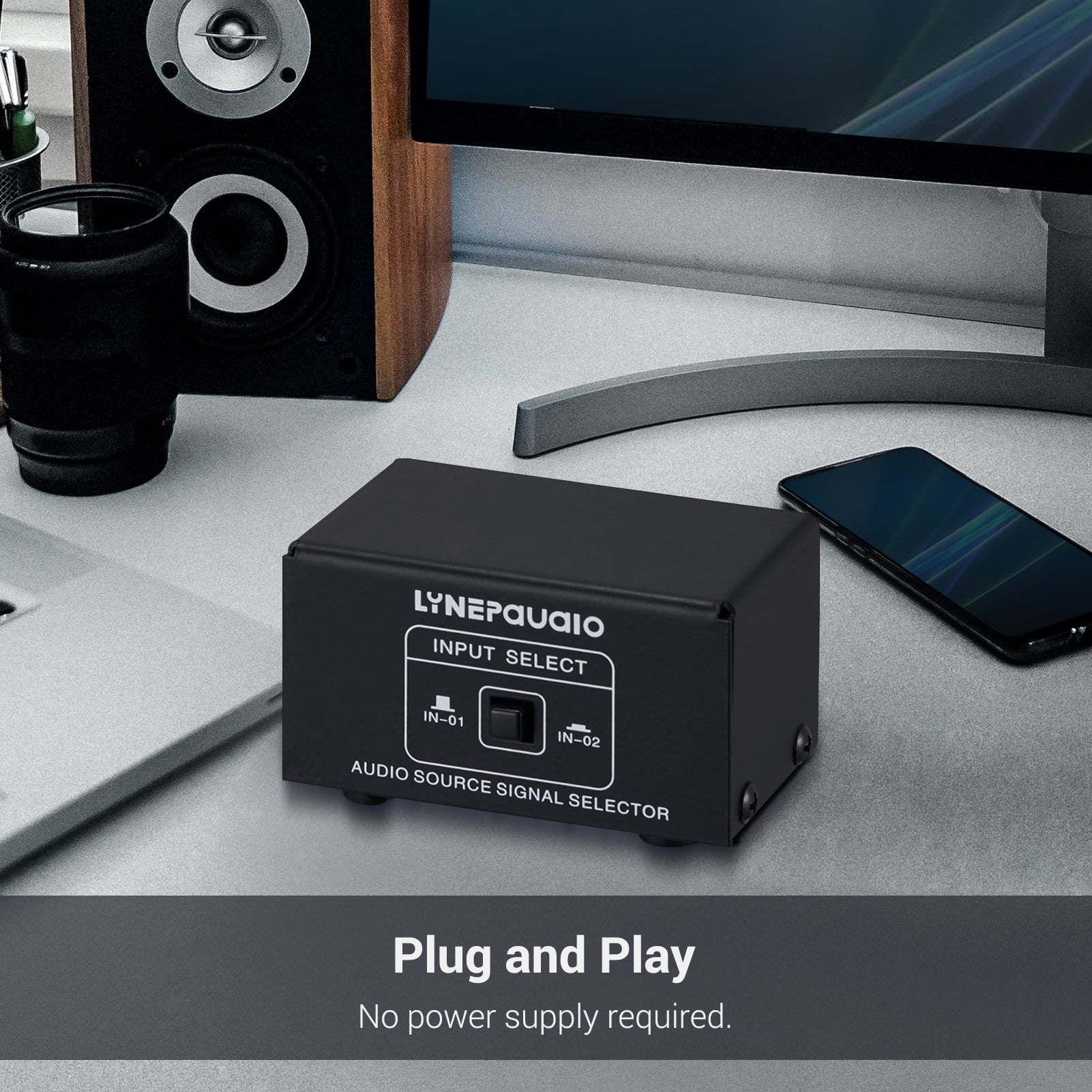LYNEPAUAIO Audio Switcher RCA 2 in 1 Out / A/B Switch Stereo Splitter ...