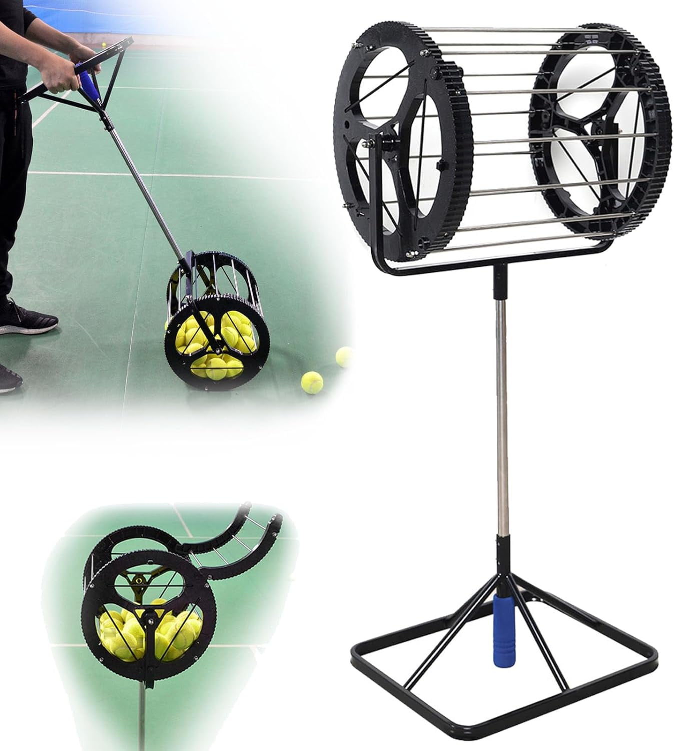LYNICESHOP 2 in 1 Tennis Ball Pickup, Automatic Ball Receiver with ...