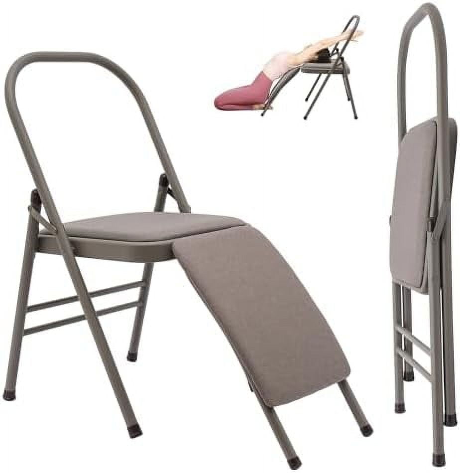 Foldable Yoga Auxiliary Chair, Yoga Chair with Lumbar Back Support for ...