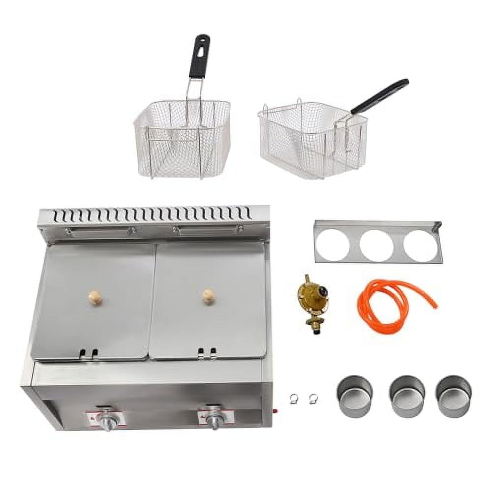 LYNICESHOP Stainless Steel Countertop Gas Fryer, Commercial LPG Gas ...