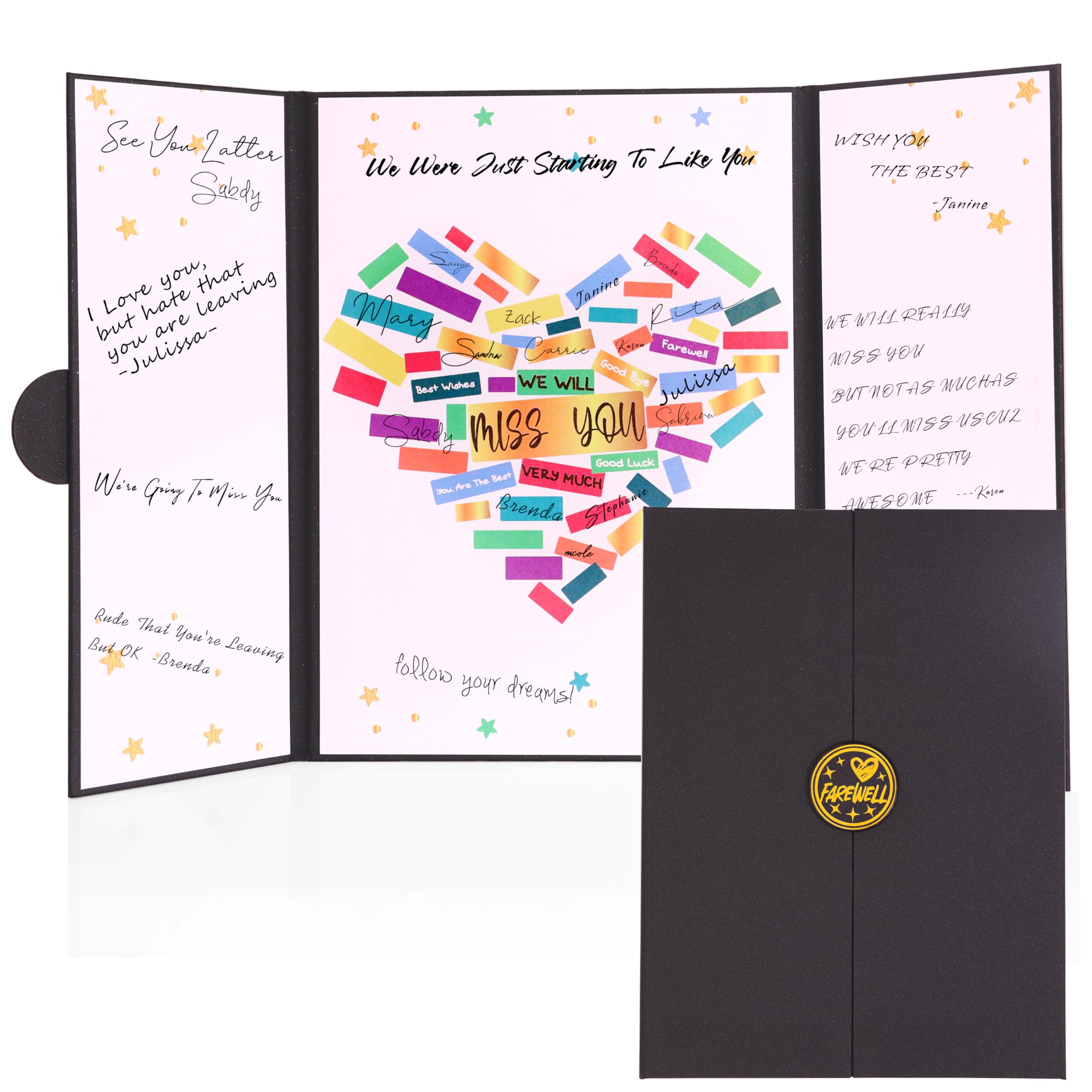 LYNYUN Farewell Guest Book, Farewell Gifts for Coworkers, Black Gold We ...