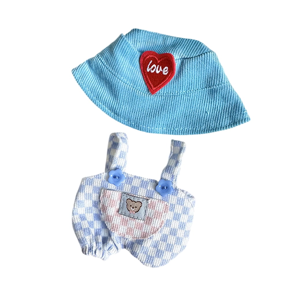 LYQTOY Cute Plaid Plushies Outfit With Hat Checkered Clothes For Girls ...