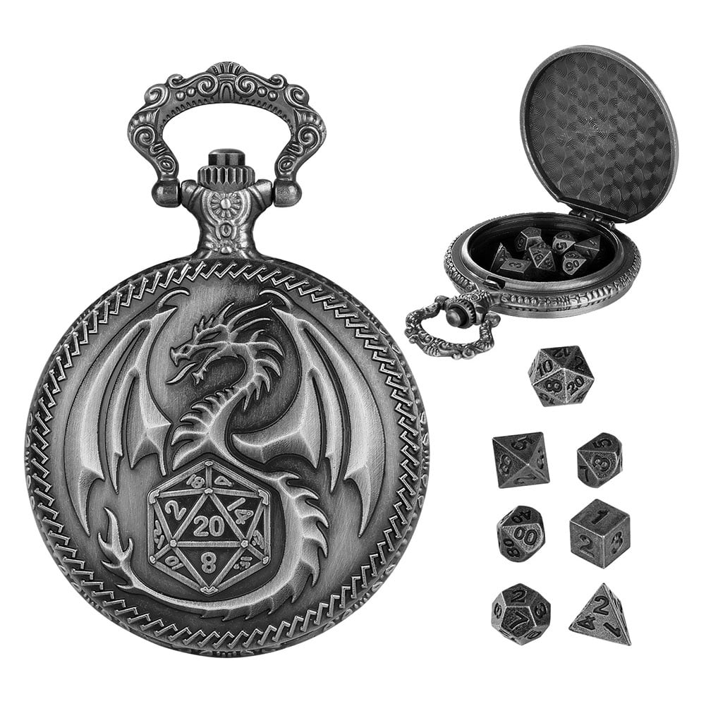 LYQTOY Mini Dnd Dice Set Metal Polyhedral Dice With Pocket Watch Case ...