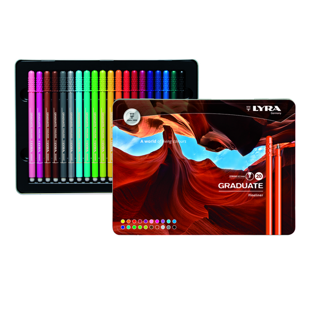 LYRA Graduate Fineliner Markers, 0.5 mm, Assorted Colors (20 Ct), Art ...